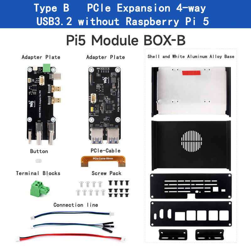 Raspberry Pi 5 Multi-Function Extension All-in-One PCIE Dual HDMI Dual