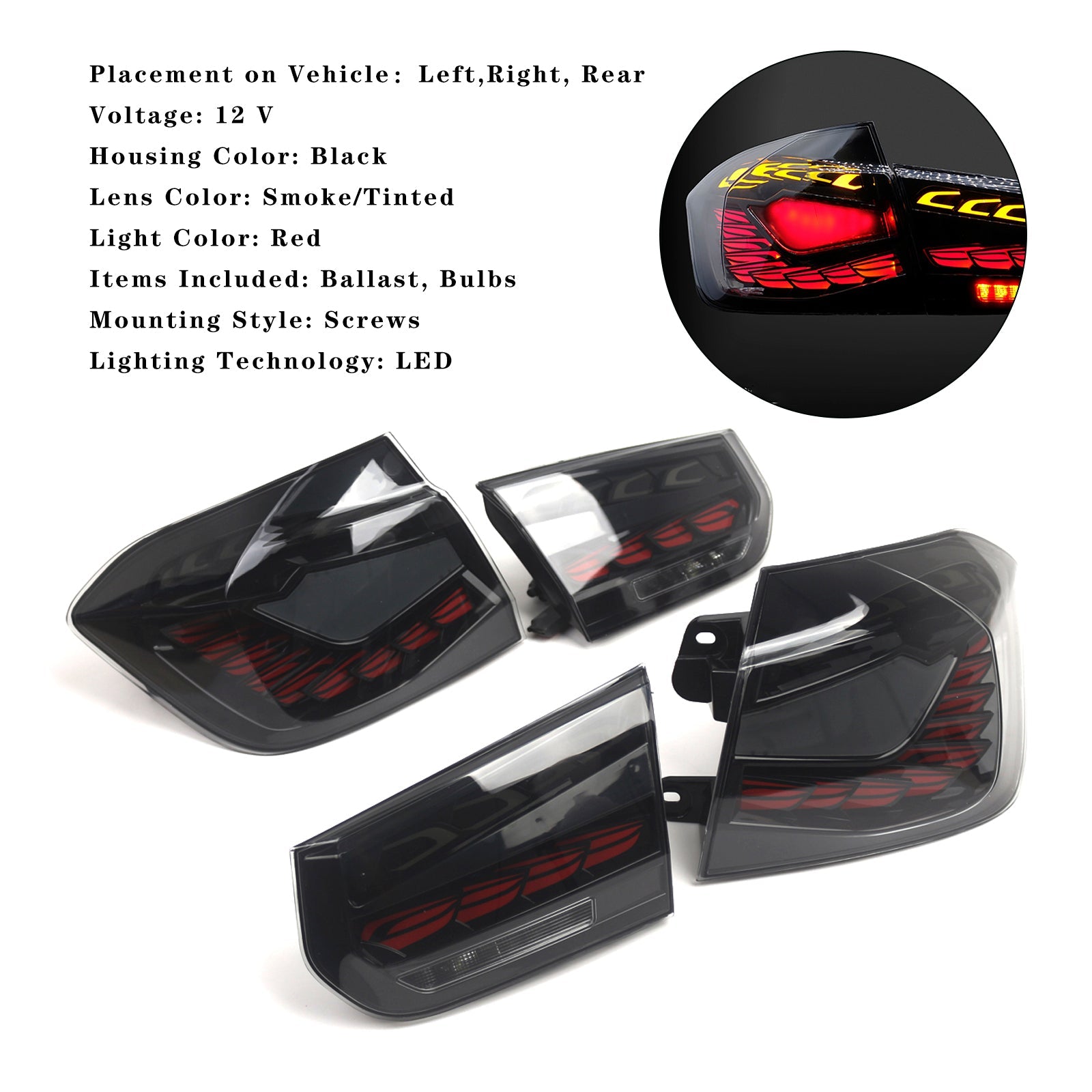L&R Smoked LED Tail Lights Rear Lamp Assembly For BMW 3 F30 F80 M3 201