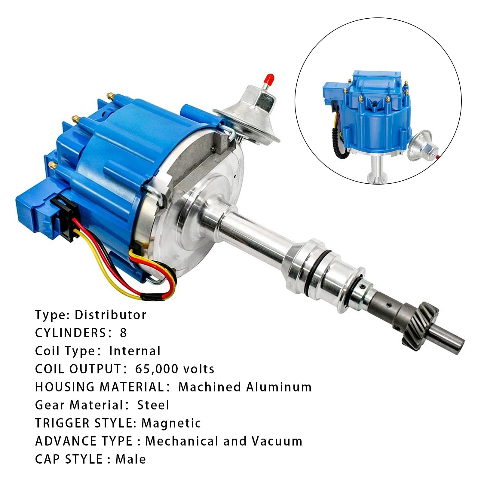 Distributor 65,000 KV Coil 7500 RPM Module For Ford 351C 351M 400 429