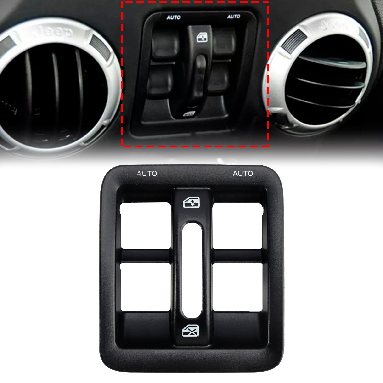 Dashboard Panel Power Window Switch Bezel 1RP75DX9AC for Jeep Wrangler