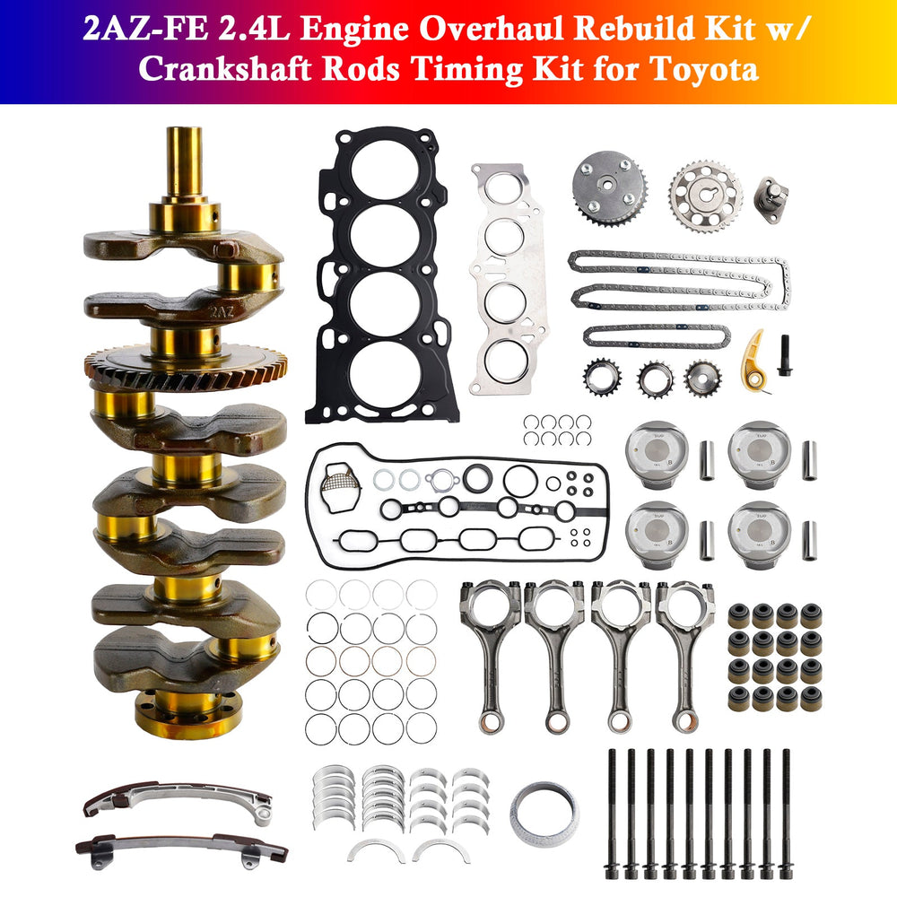 2AZ-FE 2.4L Engine Overhaul Rebuild Kit w/ Crankshaft Rods Timing Kit