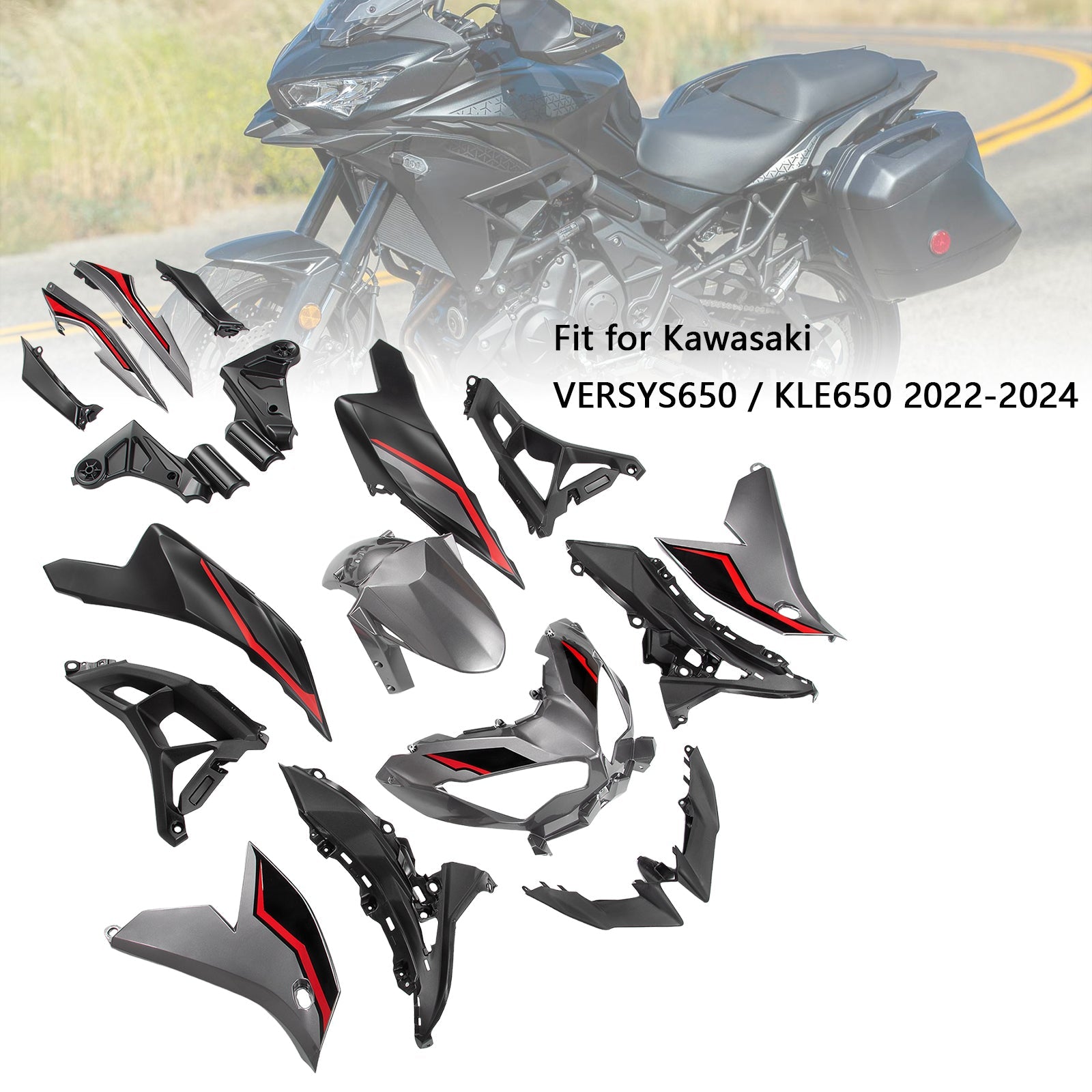 Injection ABS Bodywork Fairing Kit For Kawasaki VERSYS 650 KLE 2022-20