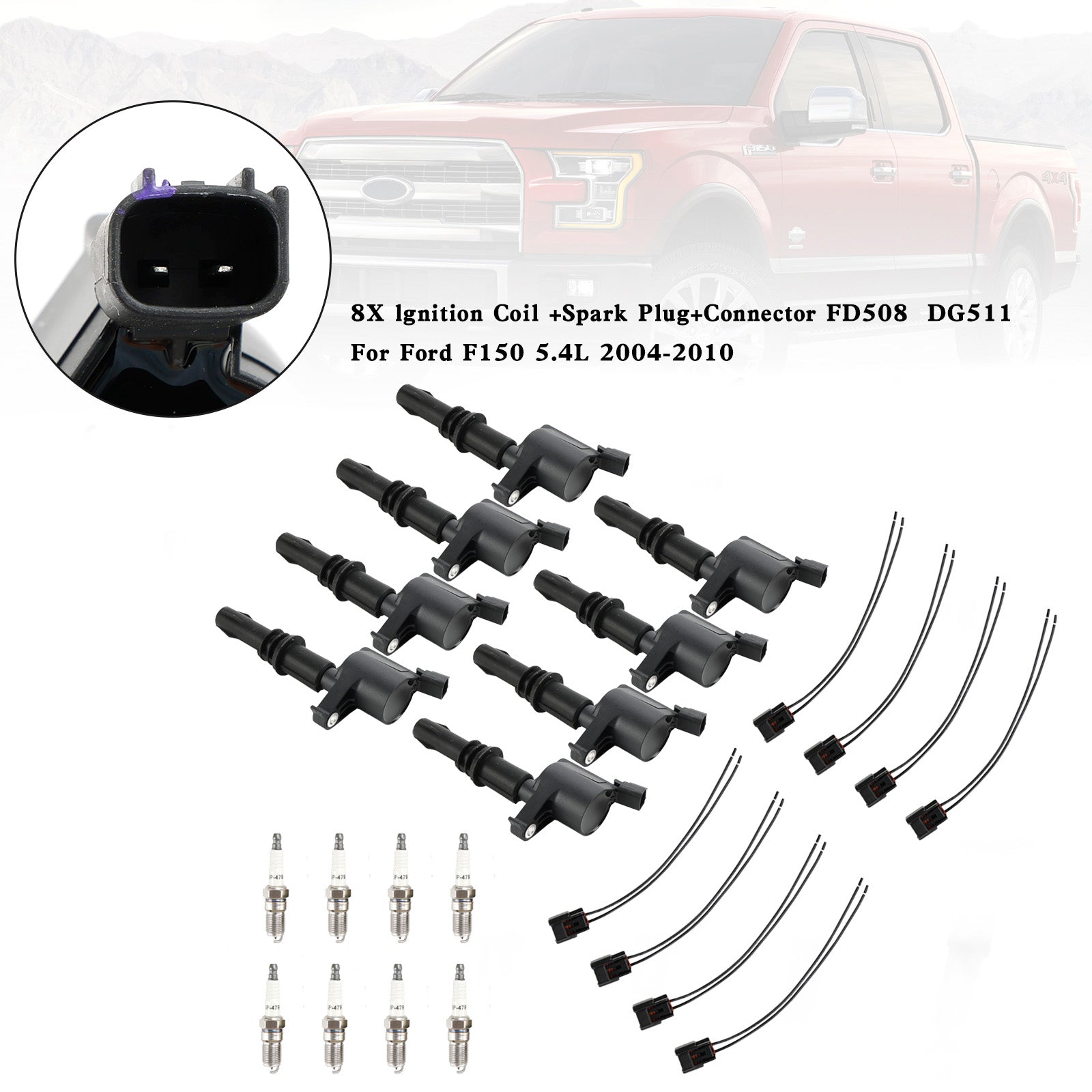 1999-2007 Ford F-550 Super Duty 6.8L V10 8X lgnition Coil +Spark Plug+