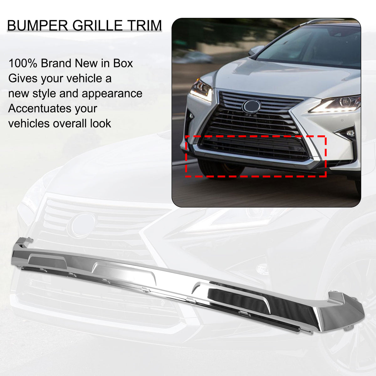 Lexus RX350 RX450 2016-2019 Base Front Bumper Cover Lower Grille Chrom