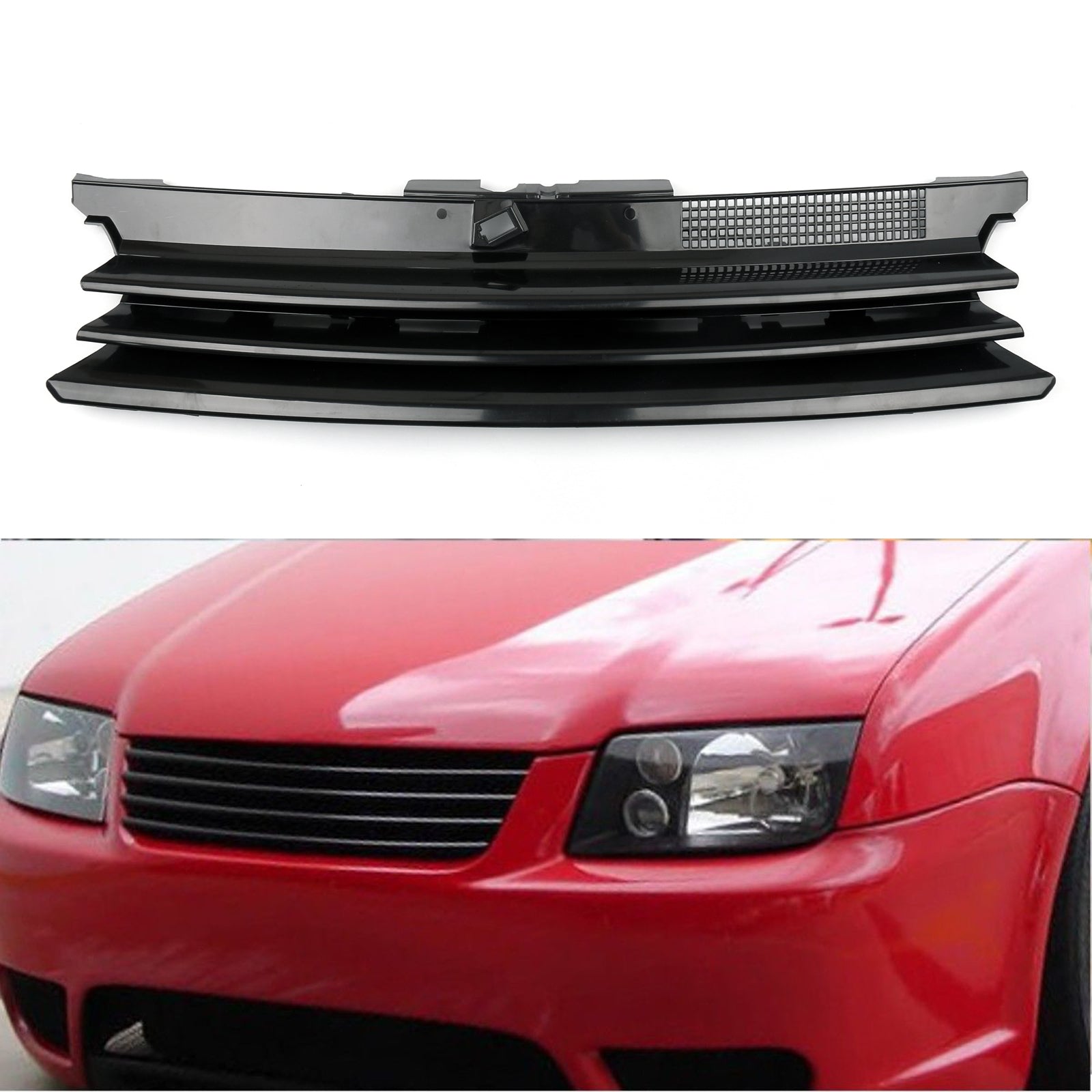 1999-2006 VW Golf MK4 Front Bumper Sport Mesh Badgeless Hood Grill Bla