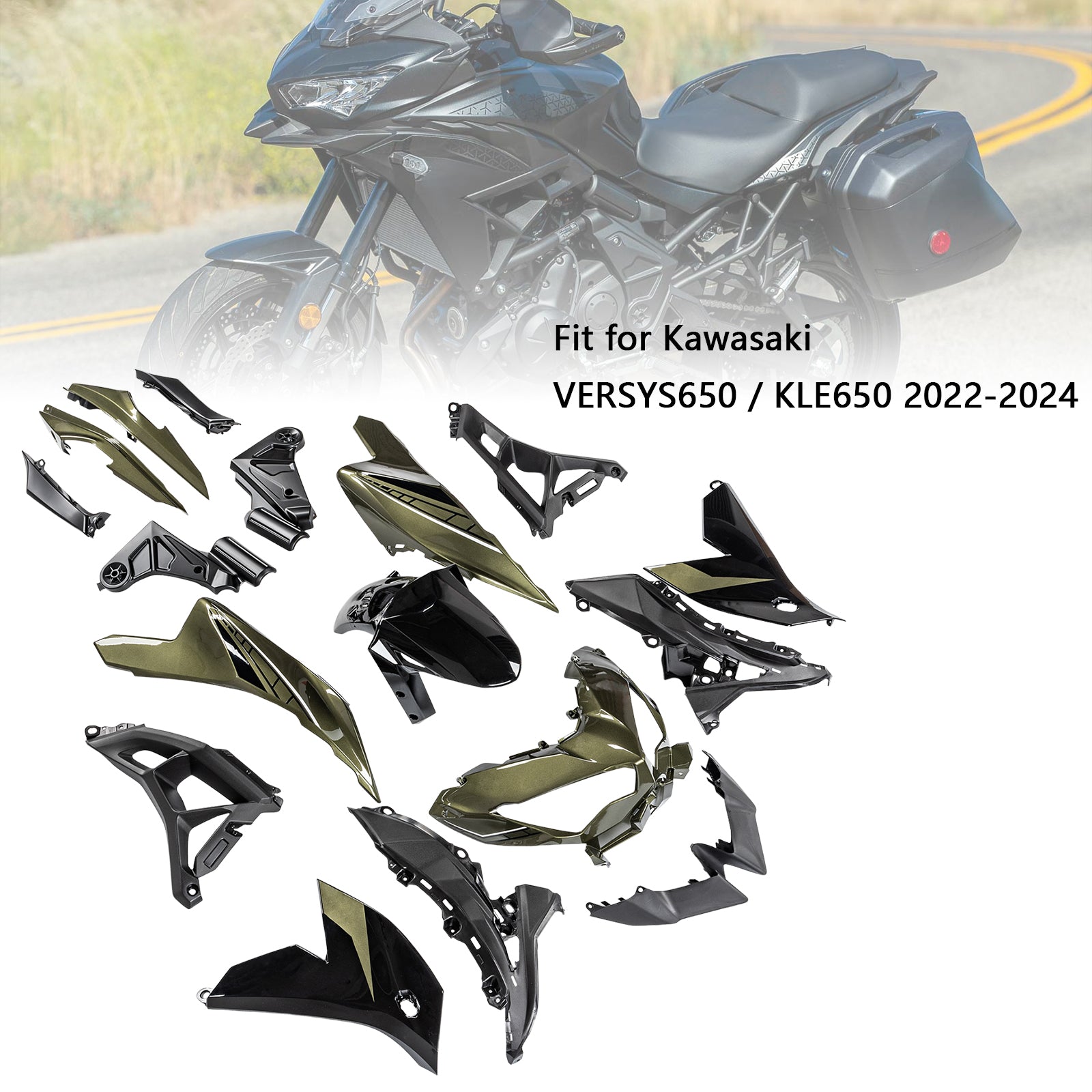 Injection ABS Bodywork Fairing Kit For Kawasaki VERSYS 650 KLE 2022-20