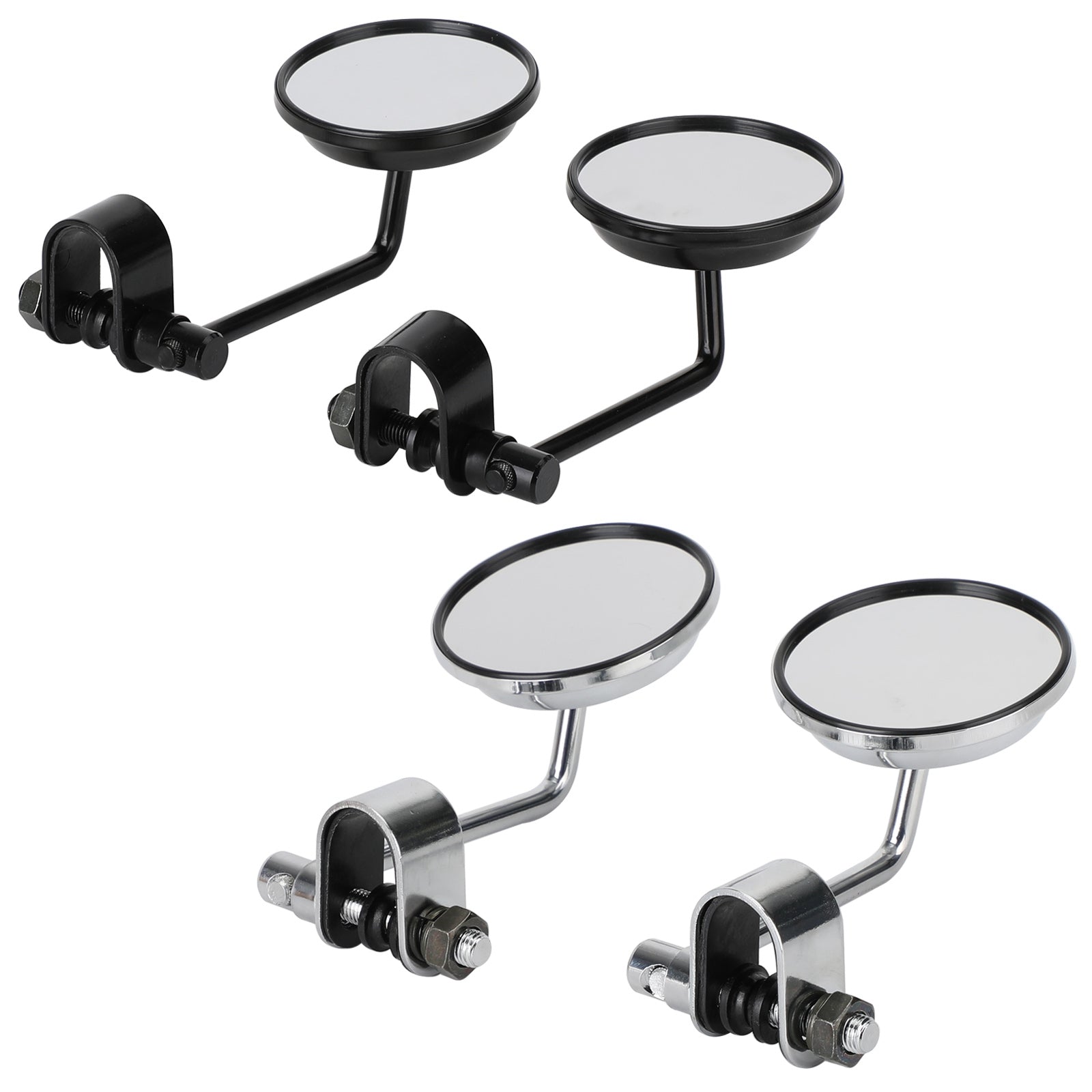 Old style Clamp on Mirror 3" Round Mirrors For Cafe Racer Chopper Bobb