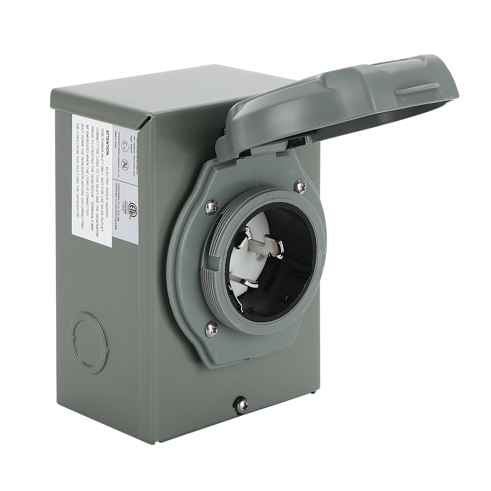 RV 50 Amp Power Inlet Box Outdoor Receptacle 3 Prong Locking Plug with