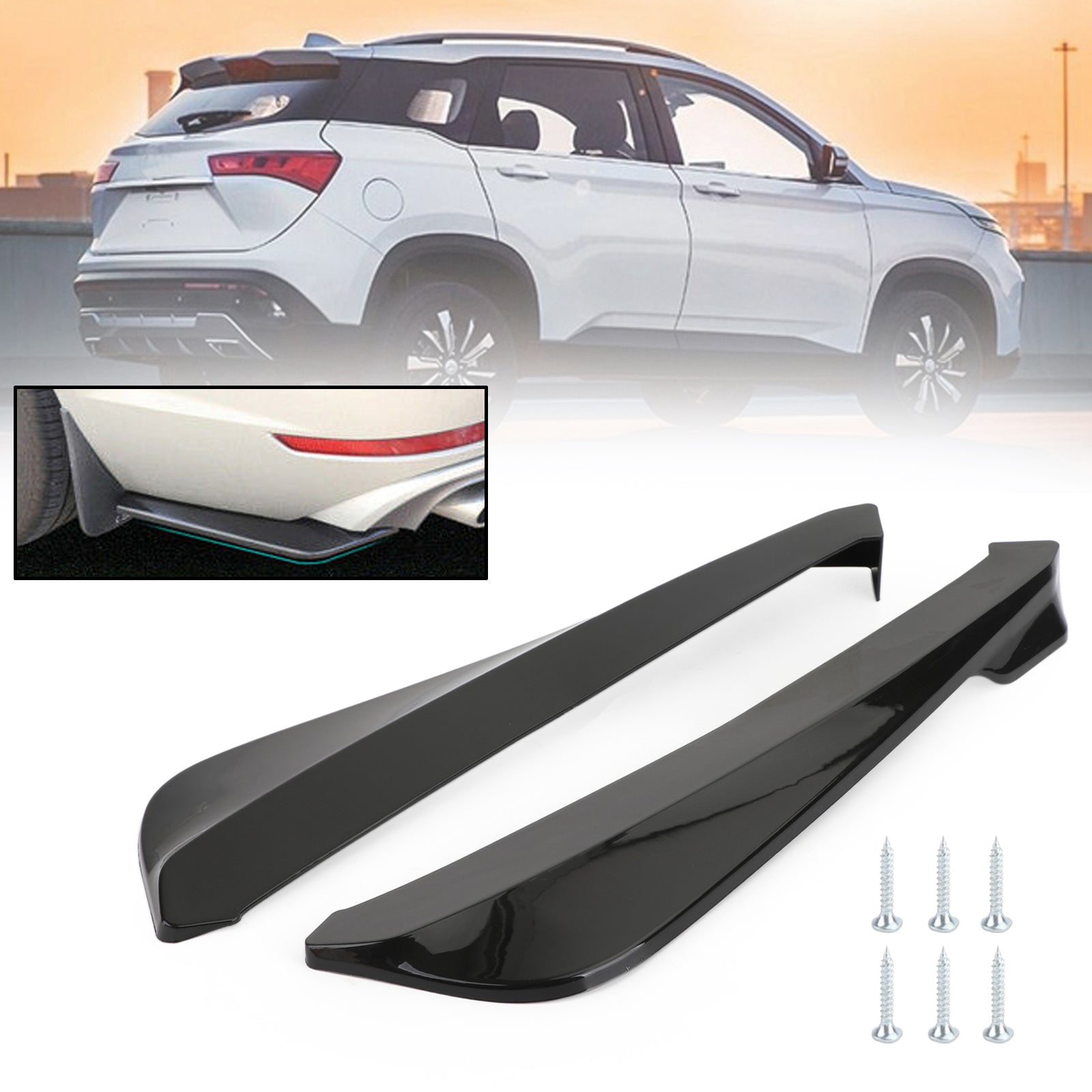 19" Car Rear Bumper Fin Canard Splitter Diffuser Valence Spoiler Lip ...