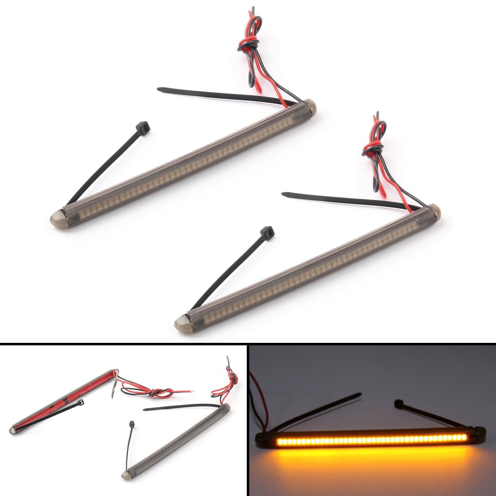 43mm-46mm Fork LED Turn Signal Strip Amber Light Kit For Harley Victory ...