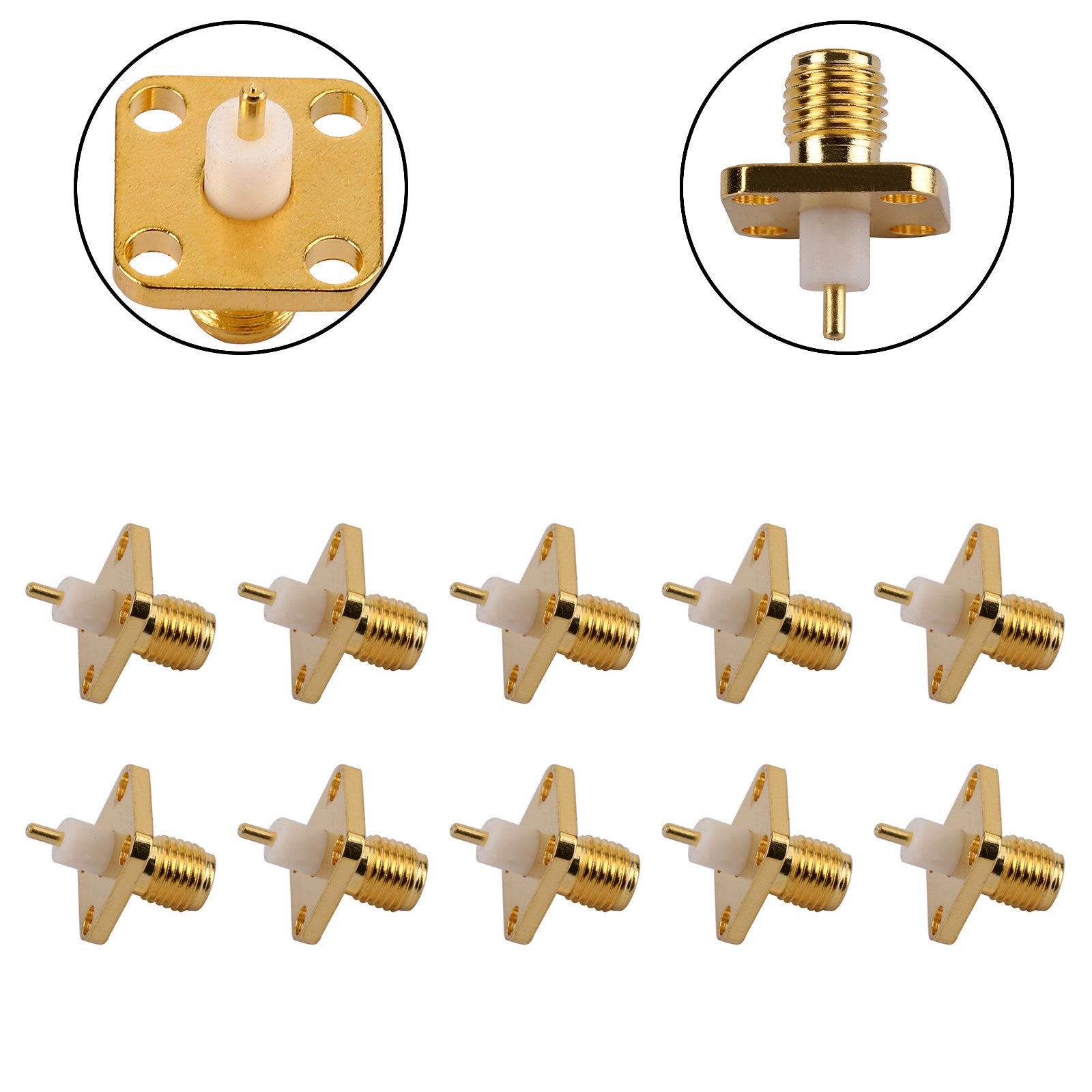10x SMA Female Jack Chassis 4Hole Panel Mount Post Terminal RF Coax Co