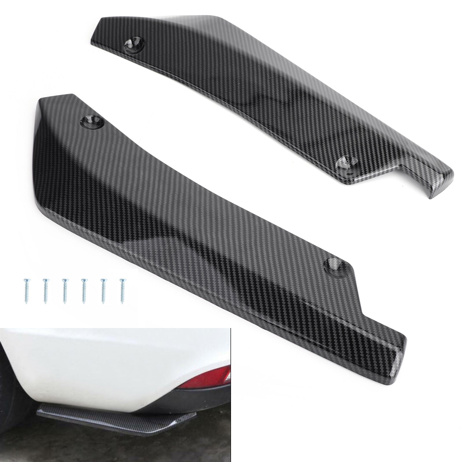 Car Rear Bumper Fin Canard Splitter Diffuser Valence Spoiler Lip Carbon ...